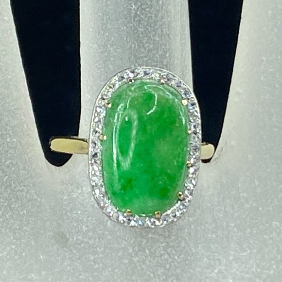 Jewelry | Custom 14k Yellow Gold Jadeite Diamond Ring 39g S675 | Poshmark
